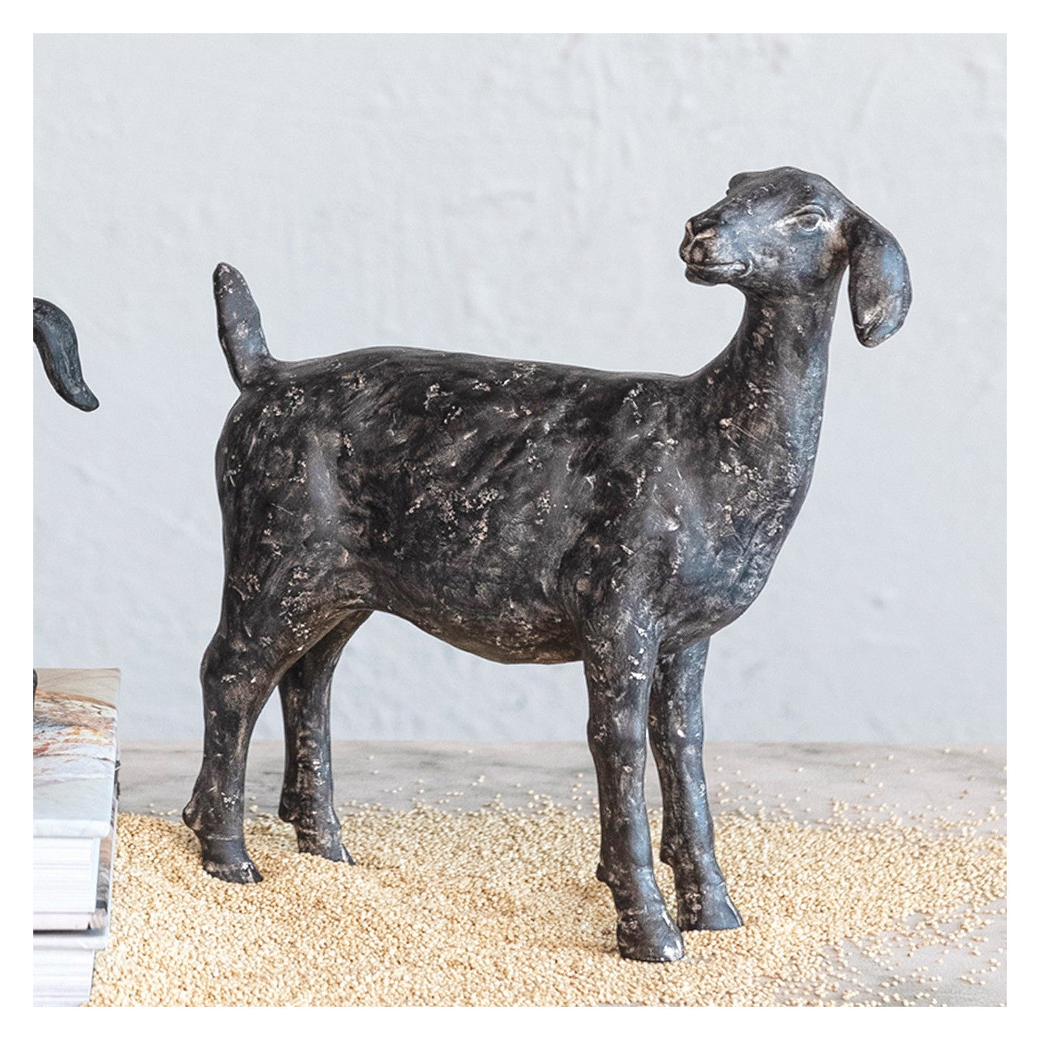 Resin Goat in Cast Iron Finish Standing | Goat Local